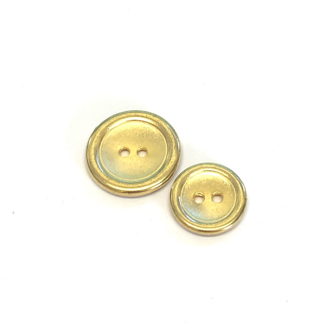 6, Round Gold Metal Buttons, Gold Buttons, Italian Gold Metal Buttons ...