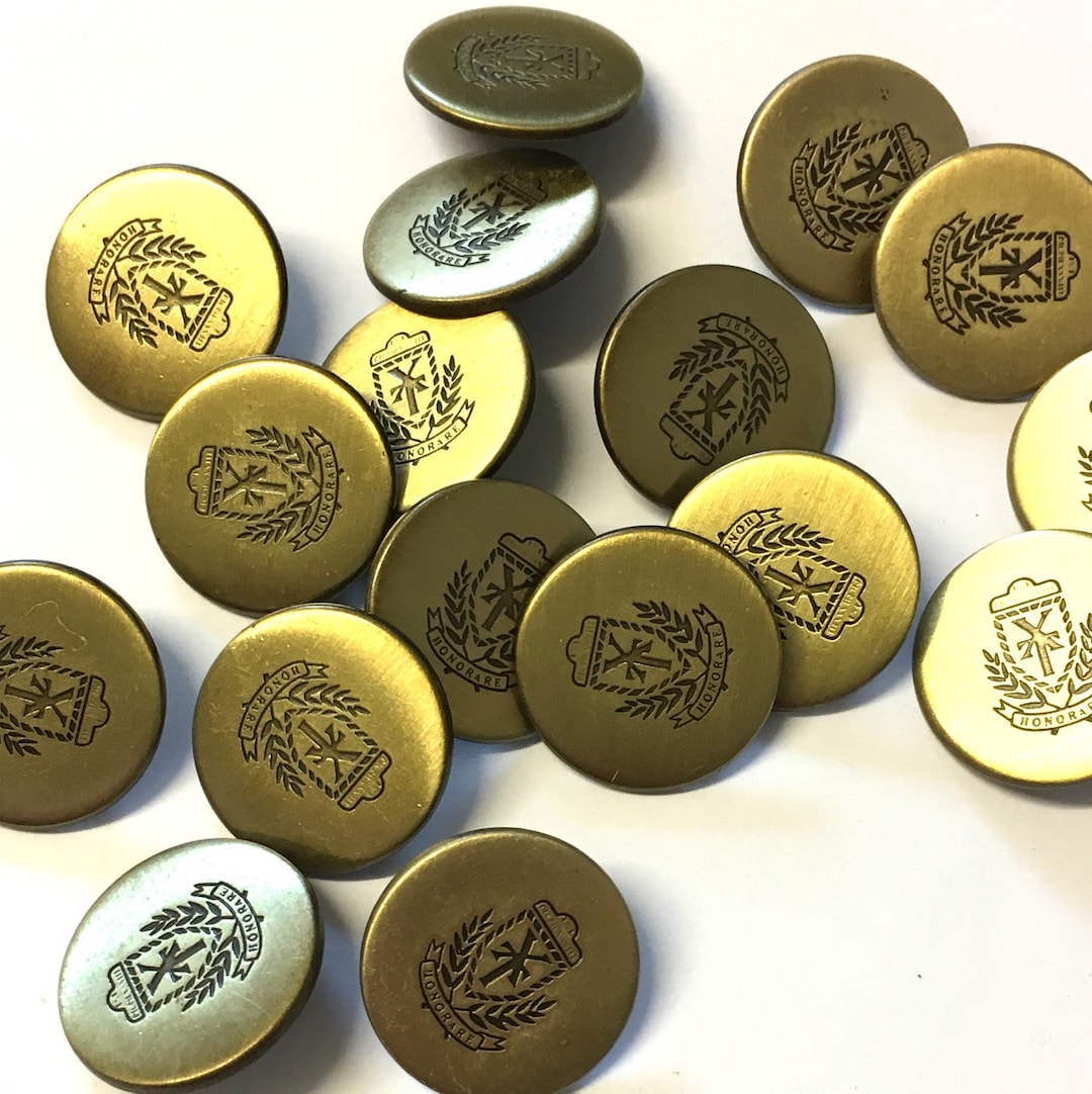 6, botón de metal, botones de bronce, botones de metal de bronce, botón ...
