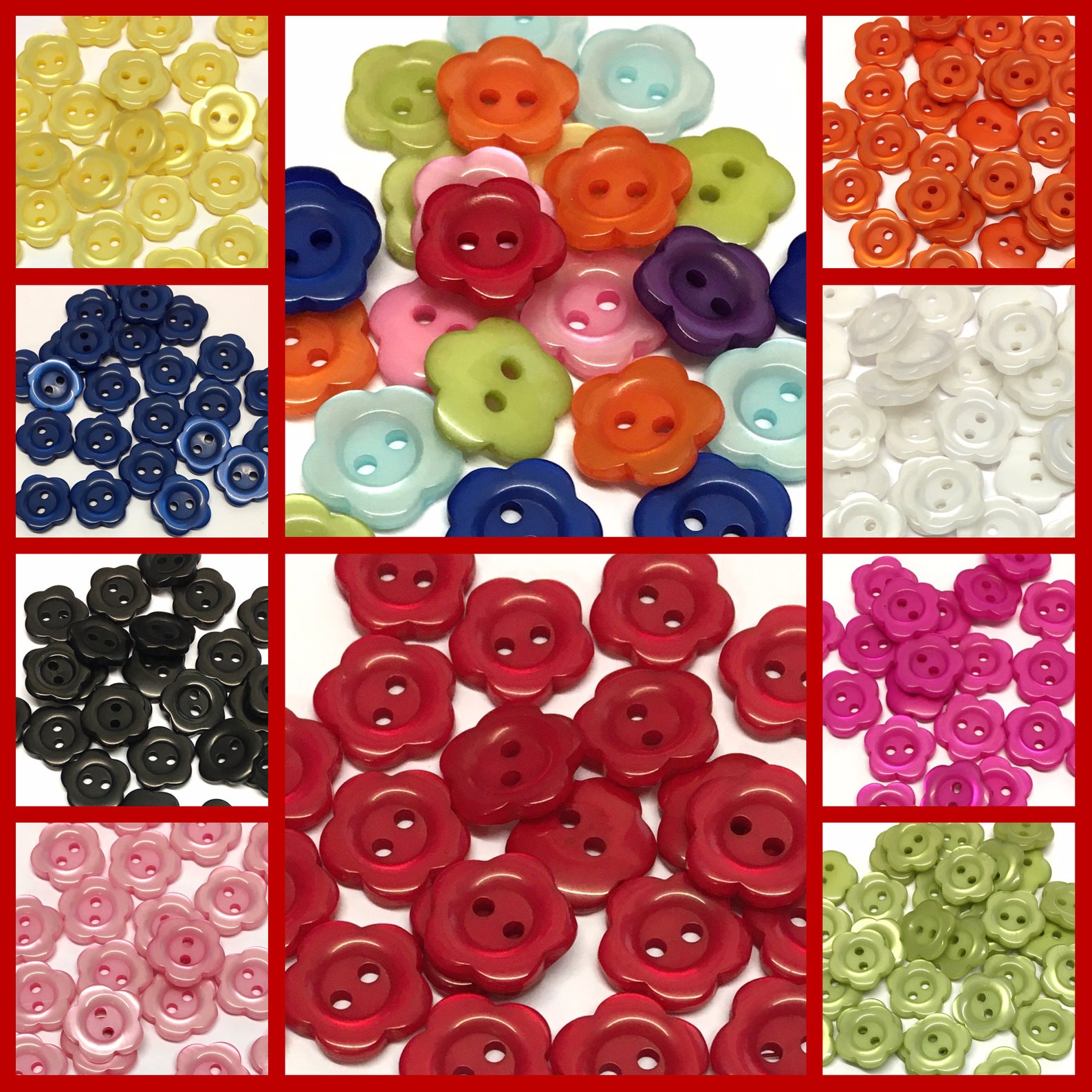 Pink Flower Resin Buttons: 14mm Pearlescent Craft Supplies (10 Pc) - Etsy
