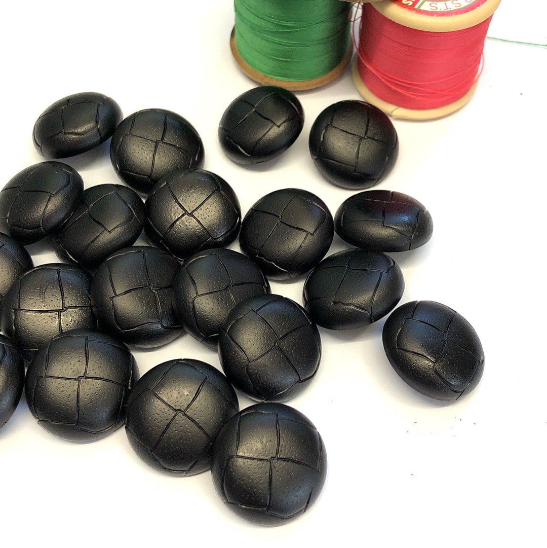 10, Tweed Effect Buttons, 22mm Black Football Buttons, Black Buttons ...