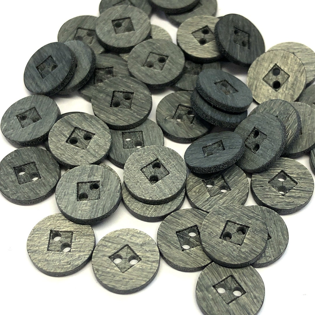 10, 13mm Slate Grey Resin Buttons, Square Detail Buttons, Grey Shirt ...