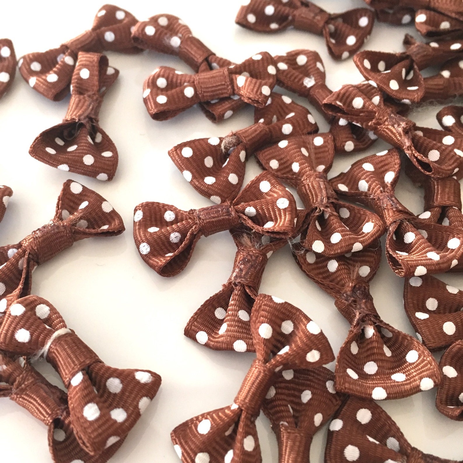10 Brown Spotty Bows Brown Dotty Bows Brown Bows Grosgrain - Etsy UK