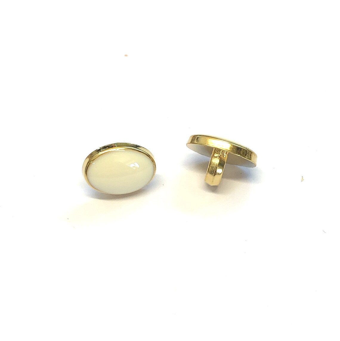 10 Oval Gold & Ivory Enamel Cabochon Buttons - Etsy
