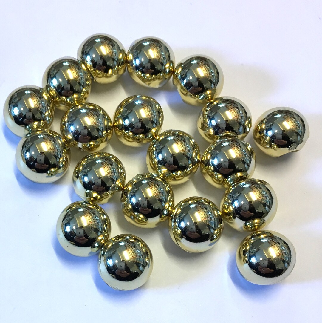 10, Gold Metallic Buttons, Shiny Gold Buttons, 12mm Buttons, Full Ball ...