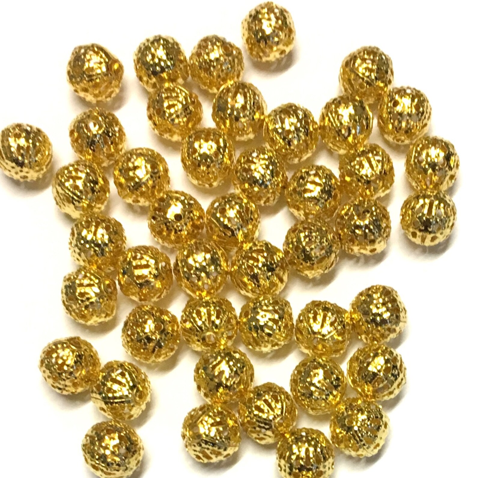 20 50 100 8mm Gold Metal Filigree Spacer Beads Gold Metal - Etsy