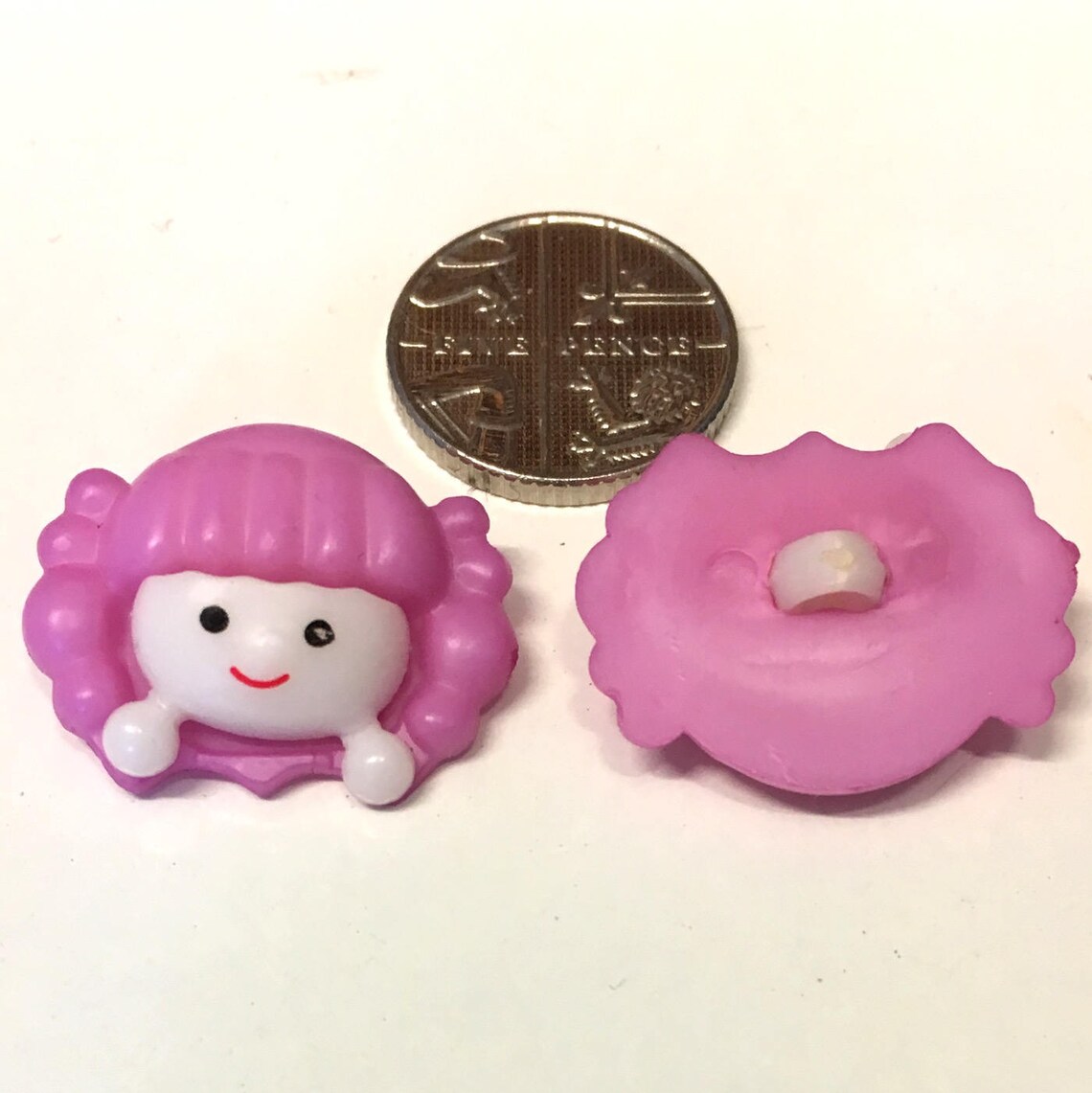 10, Plastic Doll Face Buttons, Face Buttons, Cute Girl Buttons, Girly ...