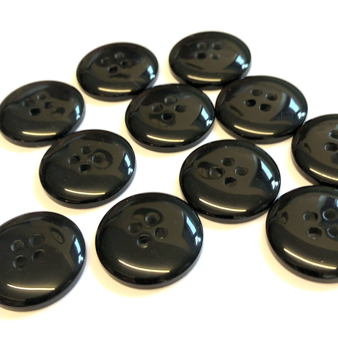 10, 20mm (32L) Black Buttons, Shiny Black Buttons, Round Black Buttons ...