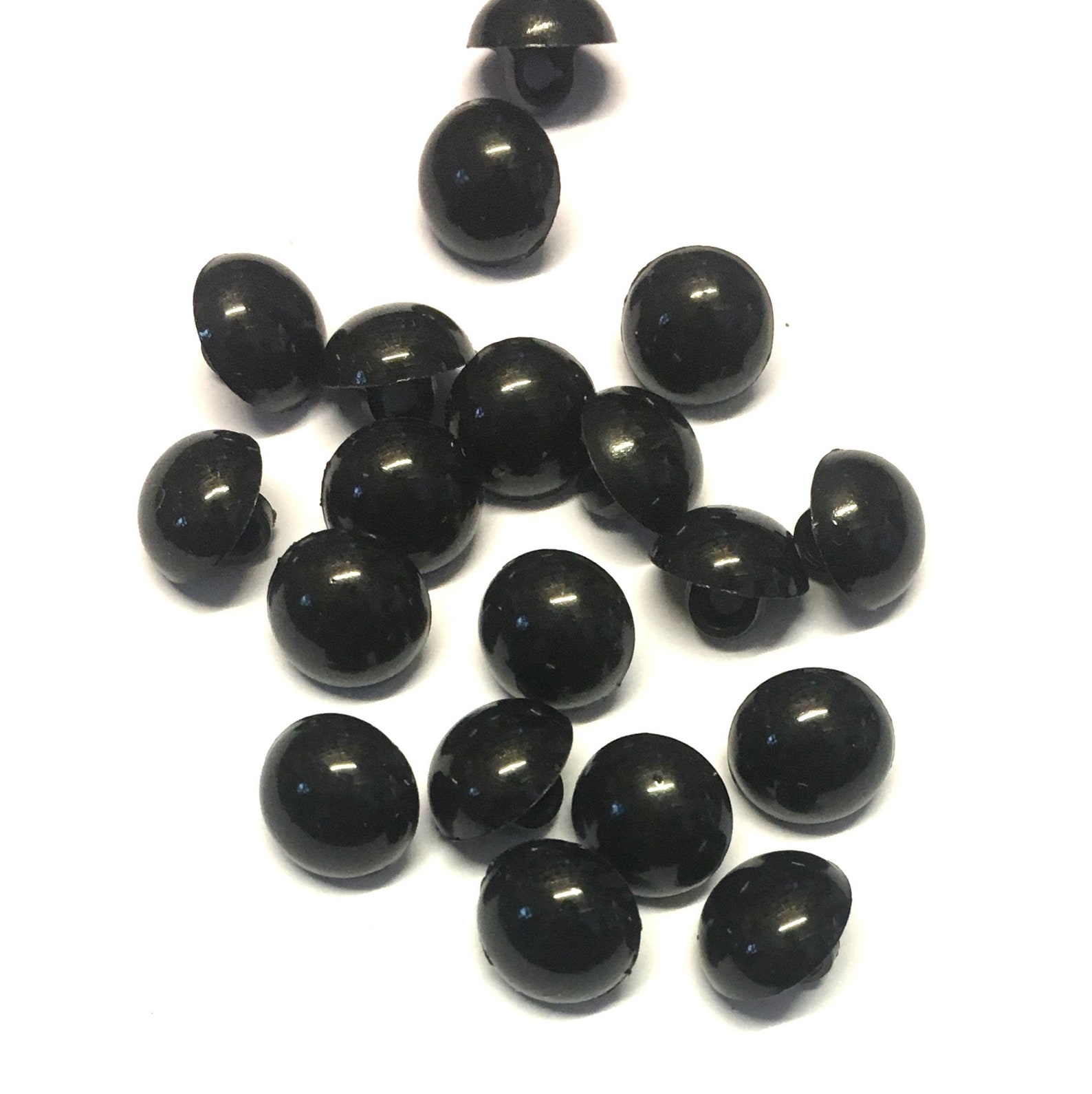 10 Black Buttons Shiny Black Buttons 11mm Buttons Domed - Etsy