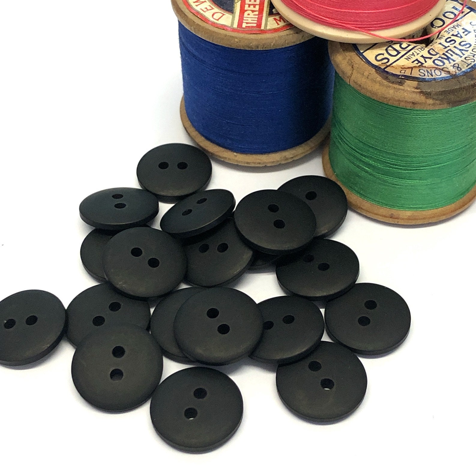 10pcs Black Resin Buttons: 15mm Round Craft Buttons - Etsy