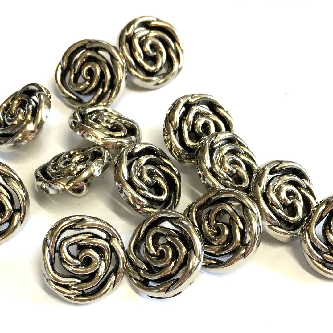 10pcs Silver Metallic Open Rose Shank Buttons (18mm) - Etsy