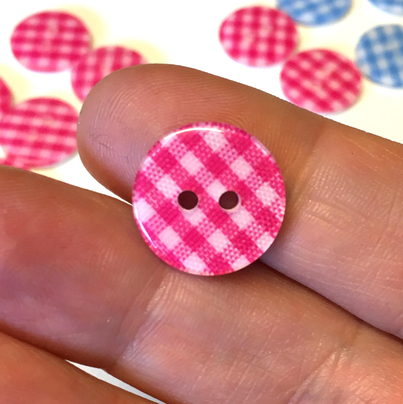 10 Gingham Check Buttons Bright Plaid Buttons Choice of | Etsy