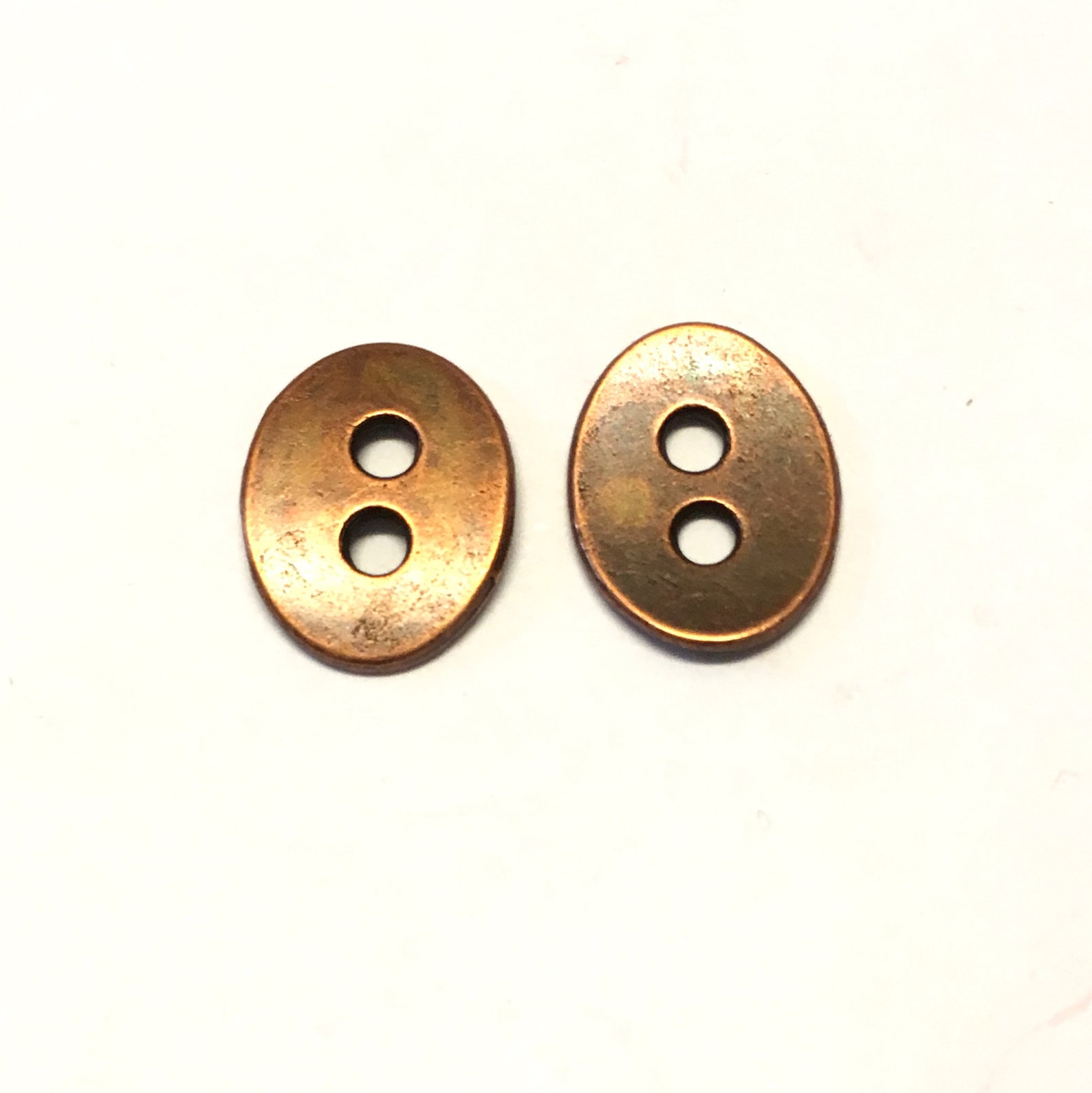 10, Copper Metal Buttons, Oval Copper Buttons, Antique Copper Metal ...