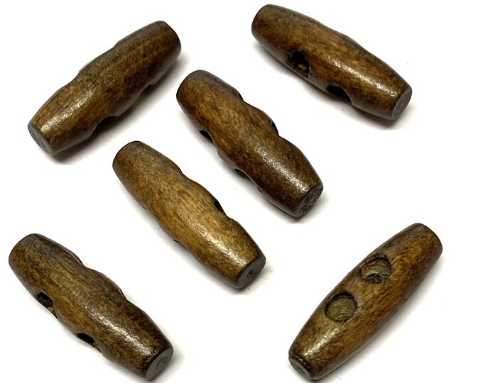 Brown Wood Toggle Buttons: 30mm Duffle Coat Fasteners, Set of 6 - Etsy