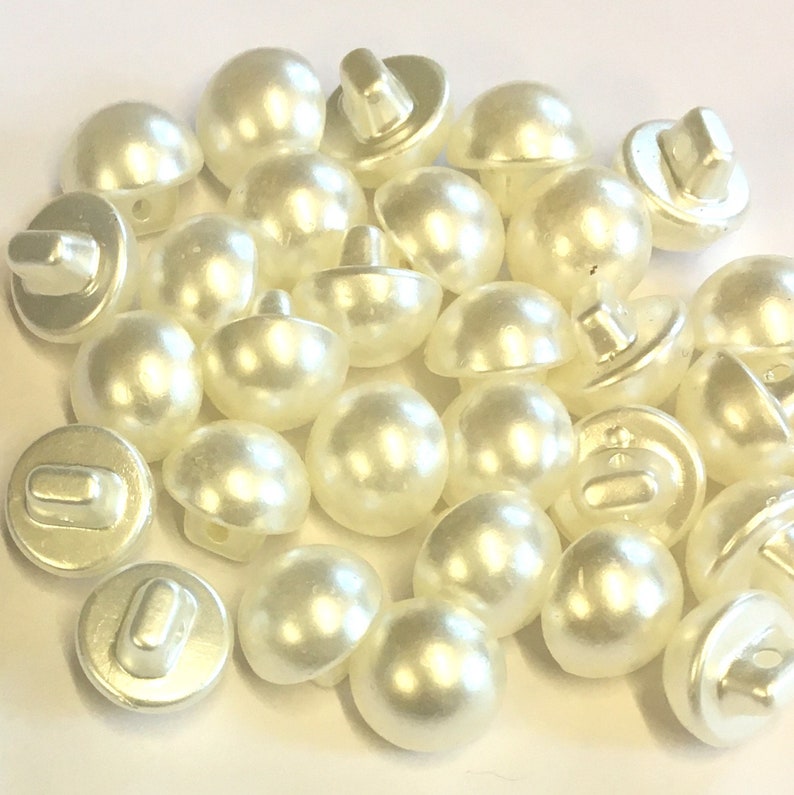 White Pearl Buttons: 12mm Plastic Craft Buttons (10 Pc) - Etsy