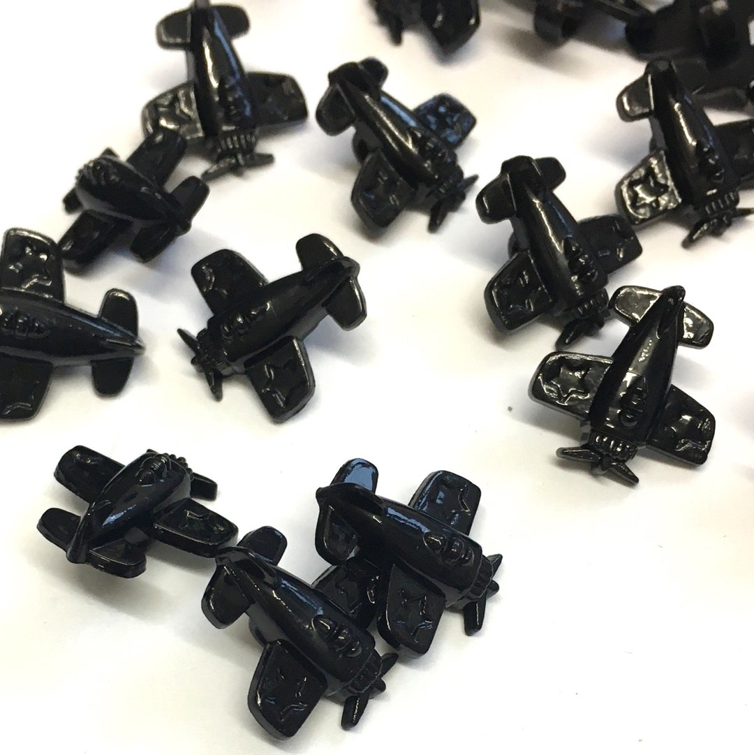 Black Airplane Shank Buttons: Novelty Plane Buttons (10, 15mm) - Etsy