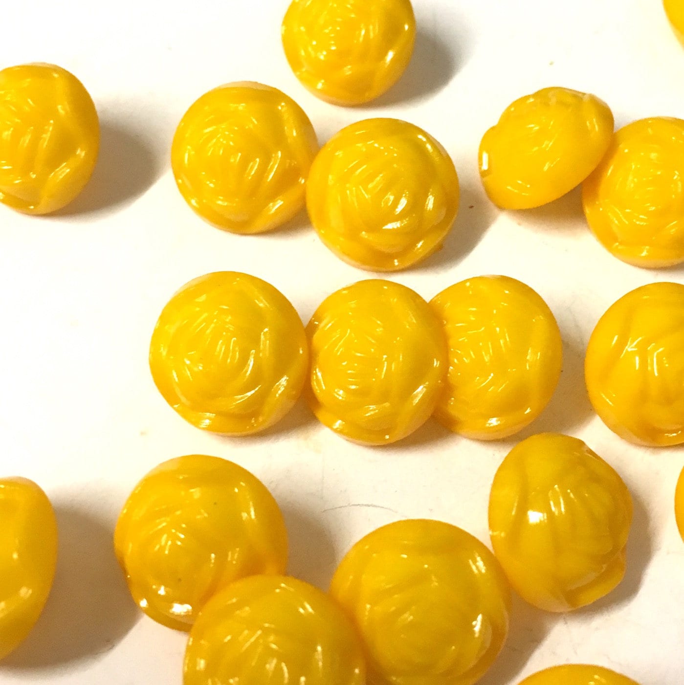 20 Yellow Rose Buttons, Yellow Flower Buttons, Yellow Buttons, Yellow ...