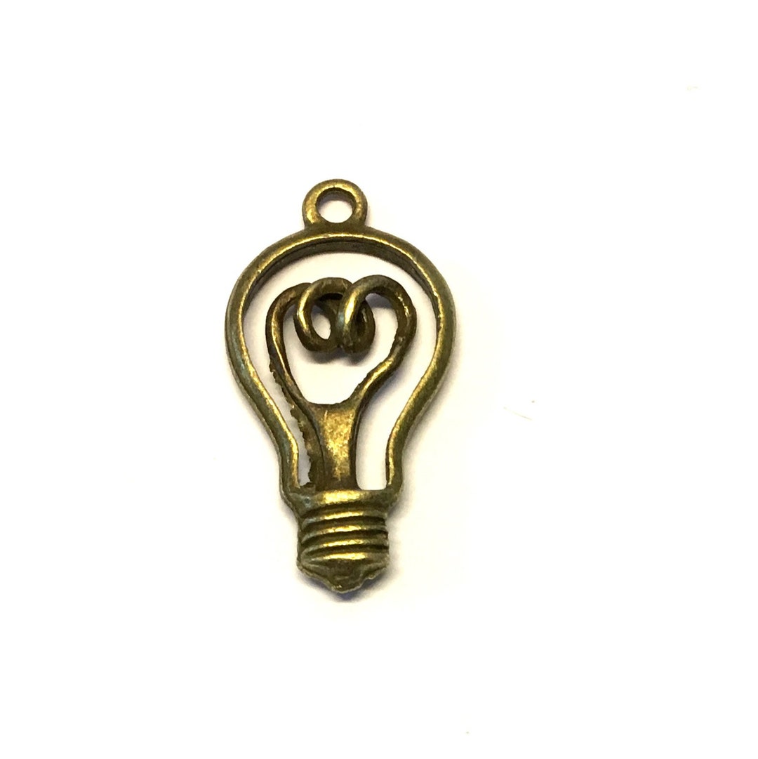 5 X Antique Bronze Metal Lightbulb Charms, Light Charms, Bulb Charms ...