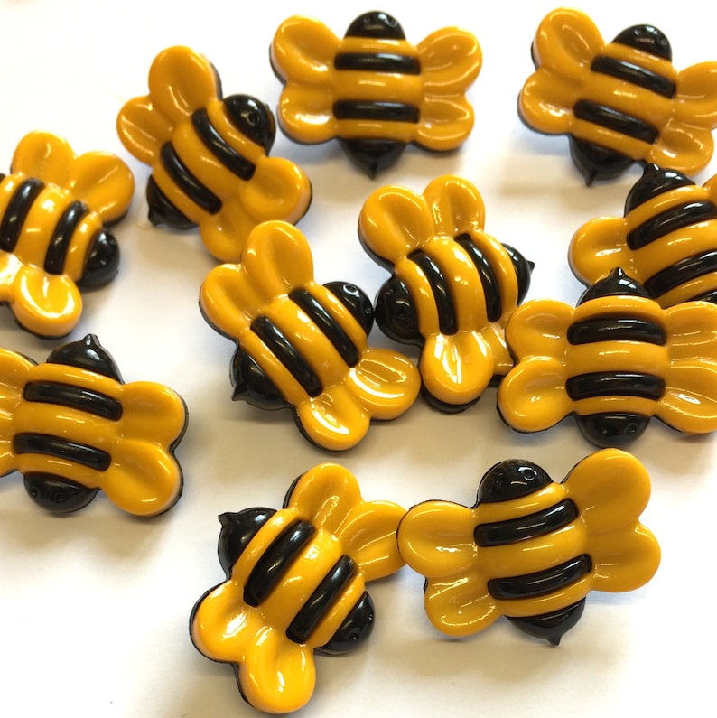 10, 25mm Black and Yellow Bee Shaped Buttons With a Rear Shank, Bumble Bee Buttons - Etsy