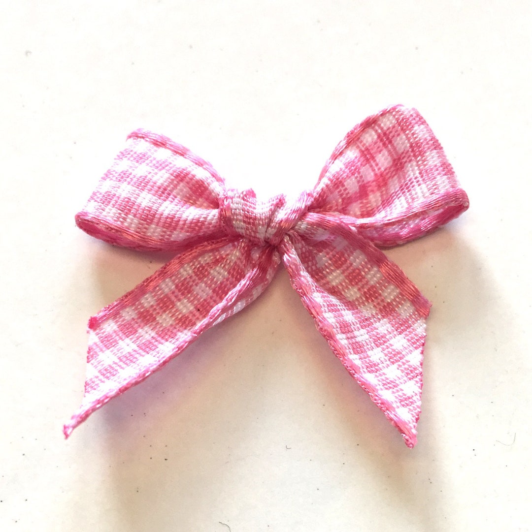 10, Pink Gingham Bows, Pink Check Bows, Pink Plaid Bows, Cardmaking ...