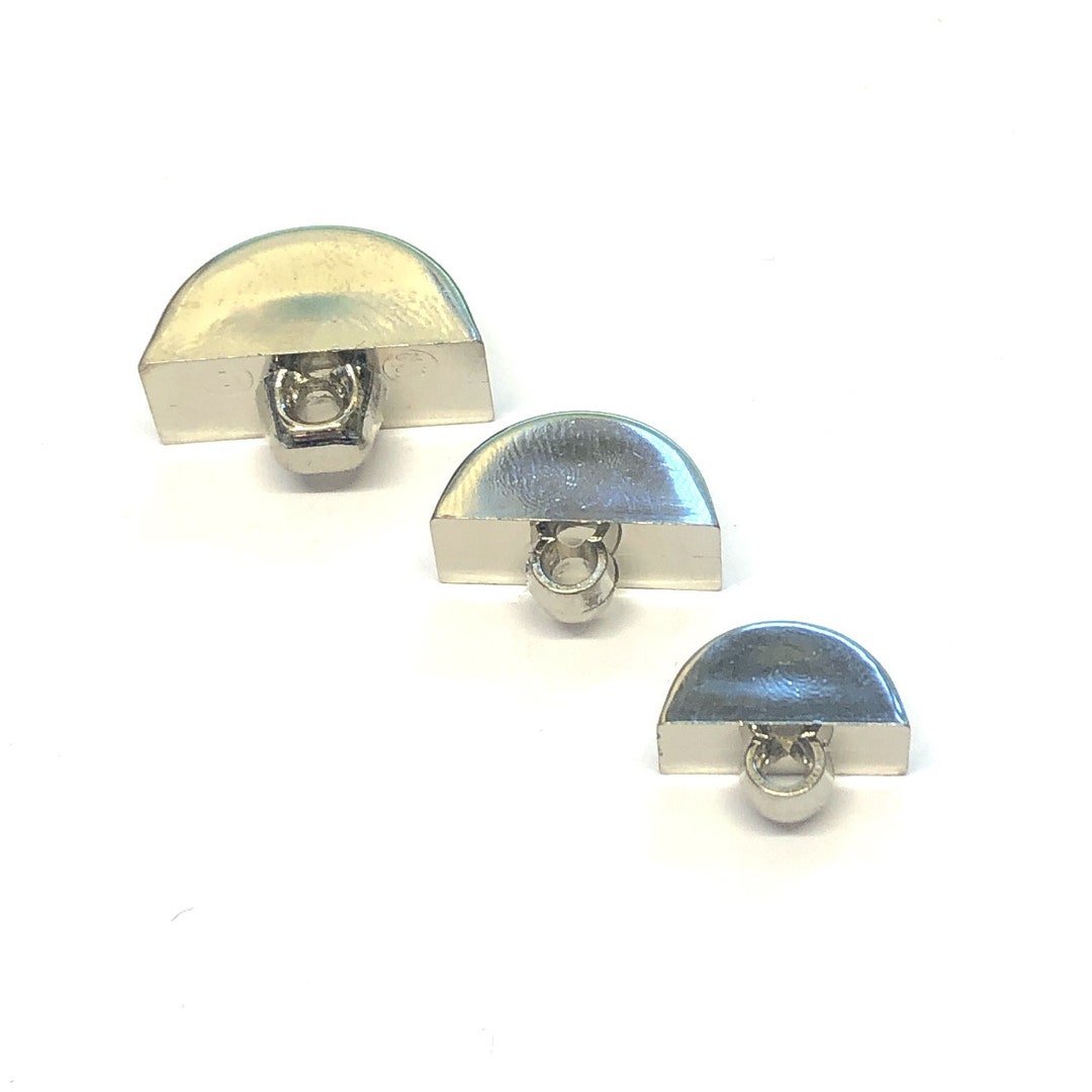 6, Chunky Silver Half Moon Shank Buttons, Silver Curved Buttons, Silver ...