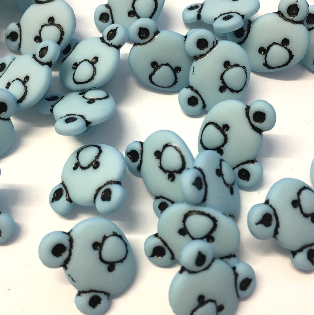 10 Blue Teddy Face Buttons, Blue Pig Face Buttons, Blue Novelty Buttons ...