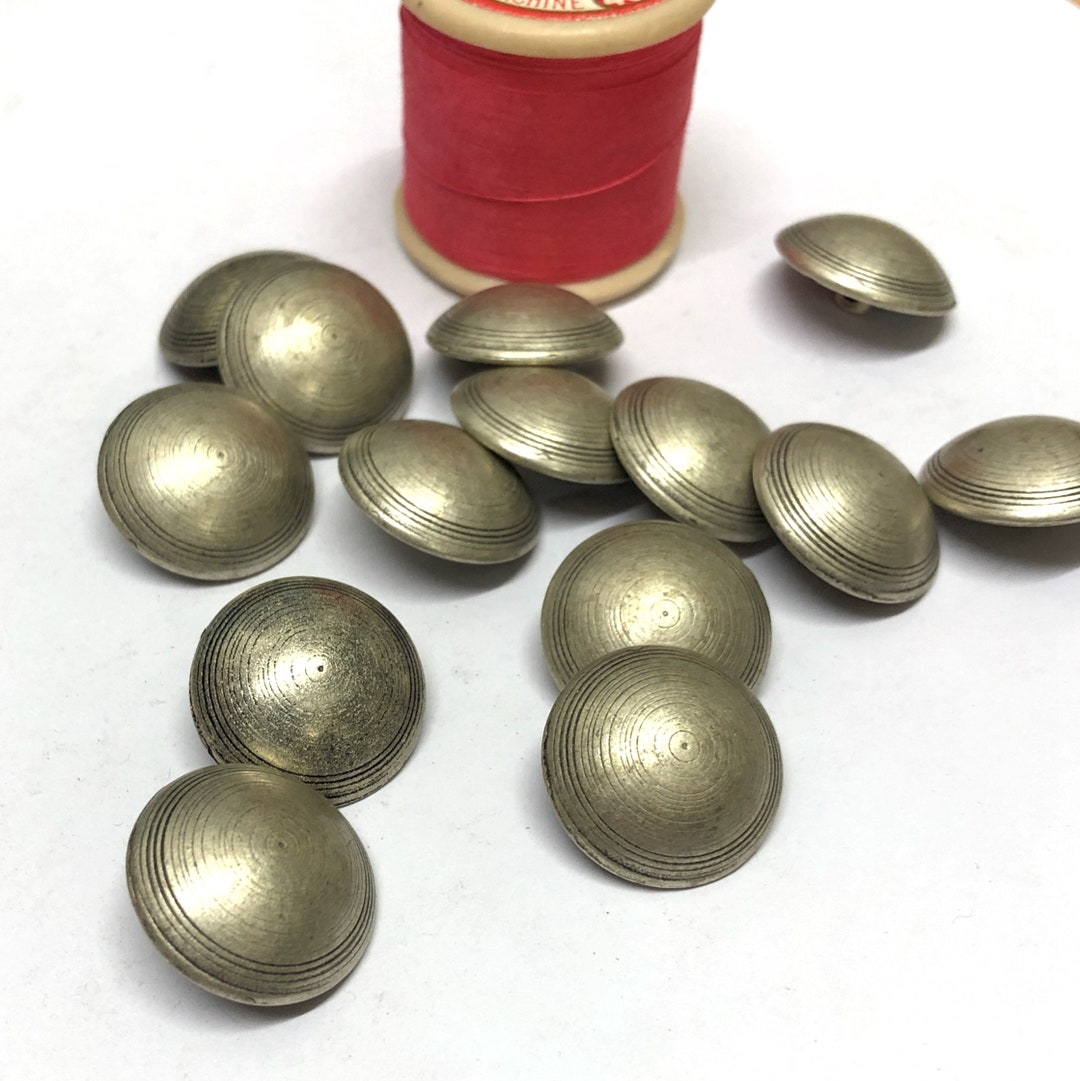 6, Aged Silver Domed Metal Blazer Buttons, 20mm Etched Metal Buttons ...