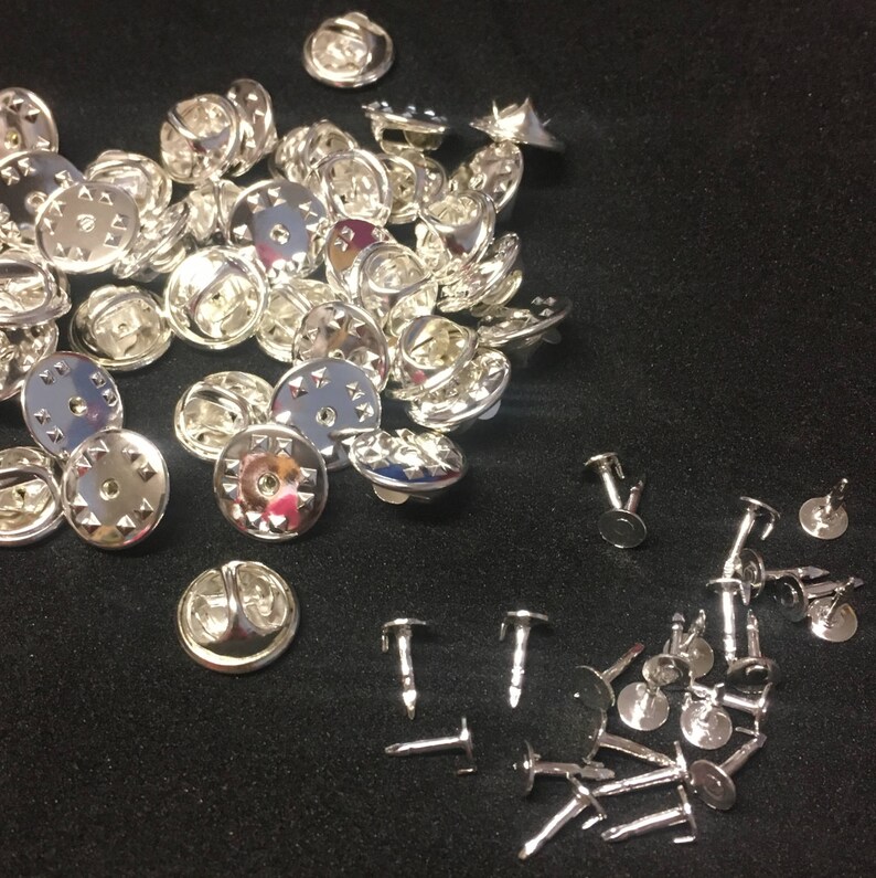 20 x tie tacks pin badge findings silver pin badges lapel | Etsy