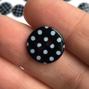 10, Black Spotty Buttons, Black Dotty Buttons, Black Polka Dot Buttons ...