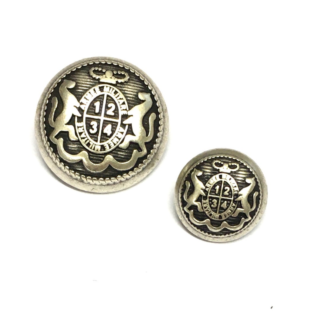 6 X Heavy Silver Metal Coat of Arms Buttons, Crest Buttons, Metal ...