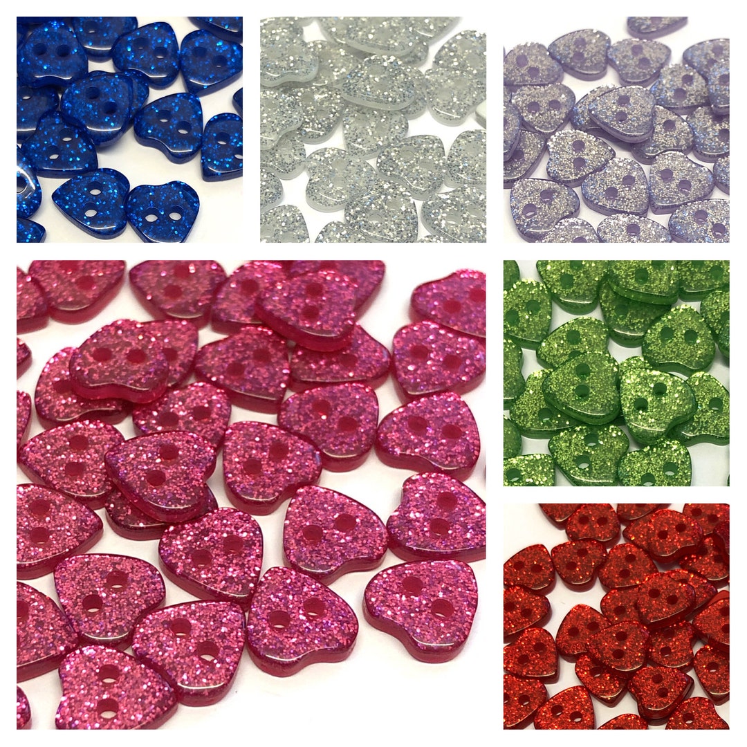 10 11mm 18L Glitter Heart Buttons Small Heart Buttons - Etsy UK