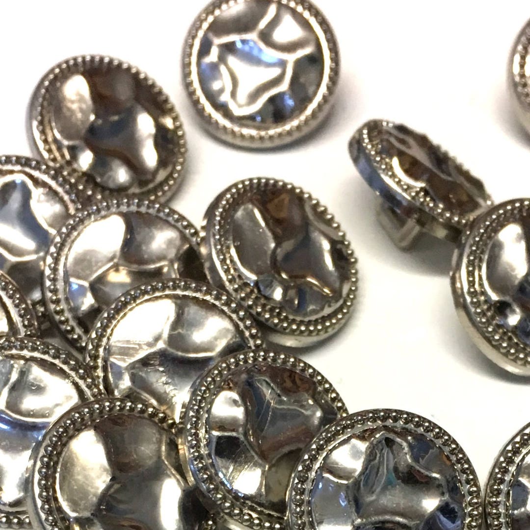 10, Silver Buttons, Metallic Buttons, Plastic Buttons, 15mm Round ...
