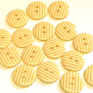 10, Pastel Yellow Stripe Buttons, Buttermilk Stripy Buttons, 15mm Pale ...