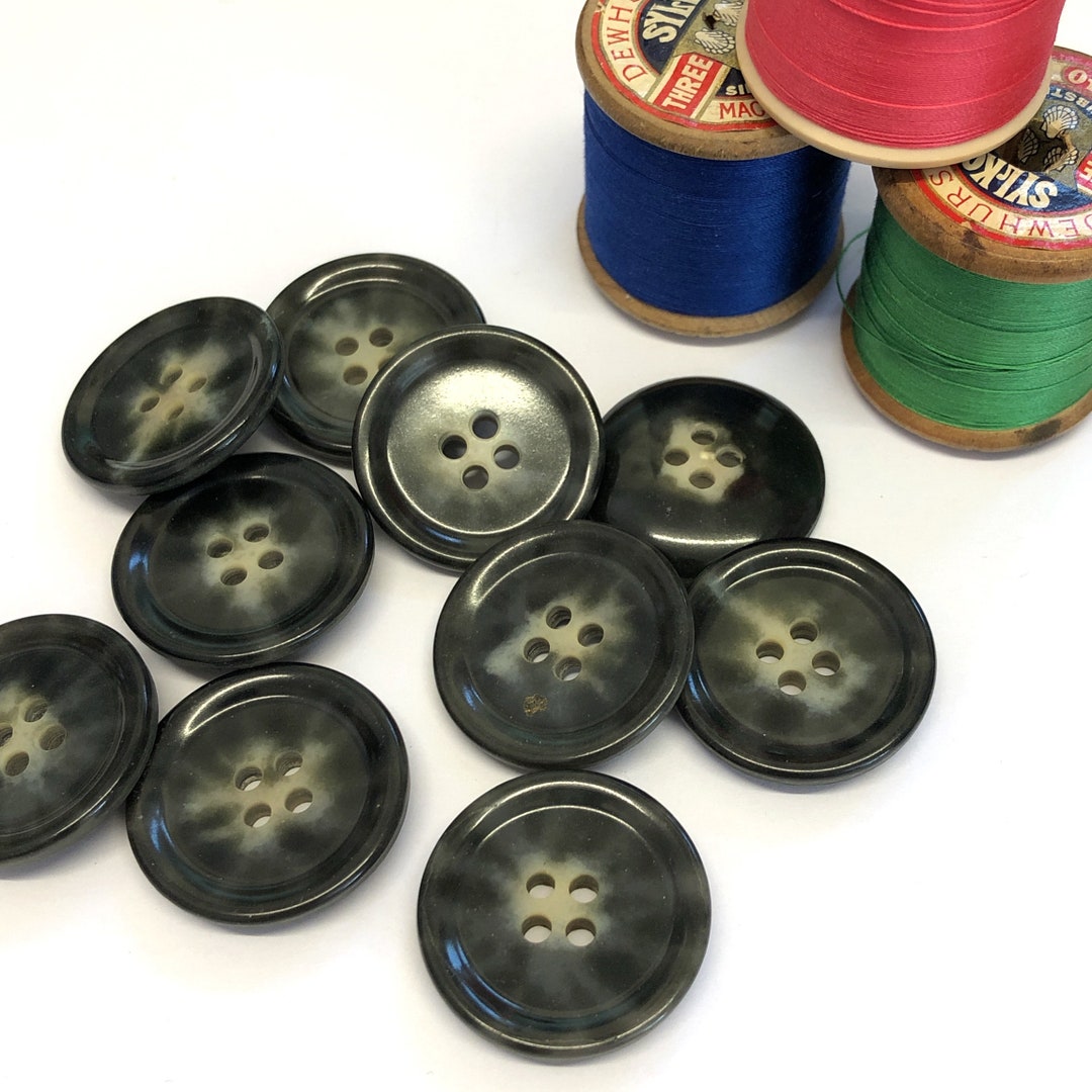 5 X 28mm Grey Marbled Buttons With Four Holes Design, Large Aran ...