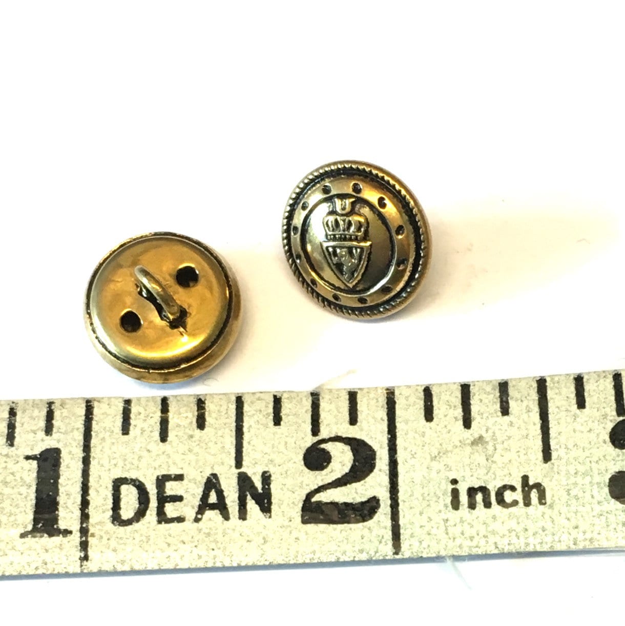 6 metal coat of arms buttons aged gold hollow metal vintage | Etsy