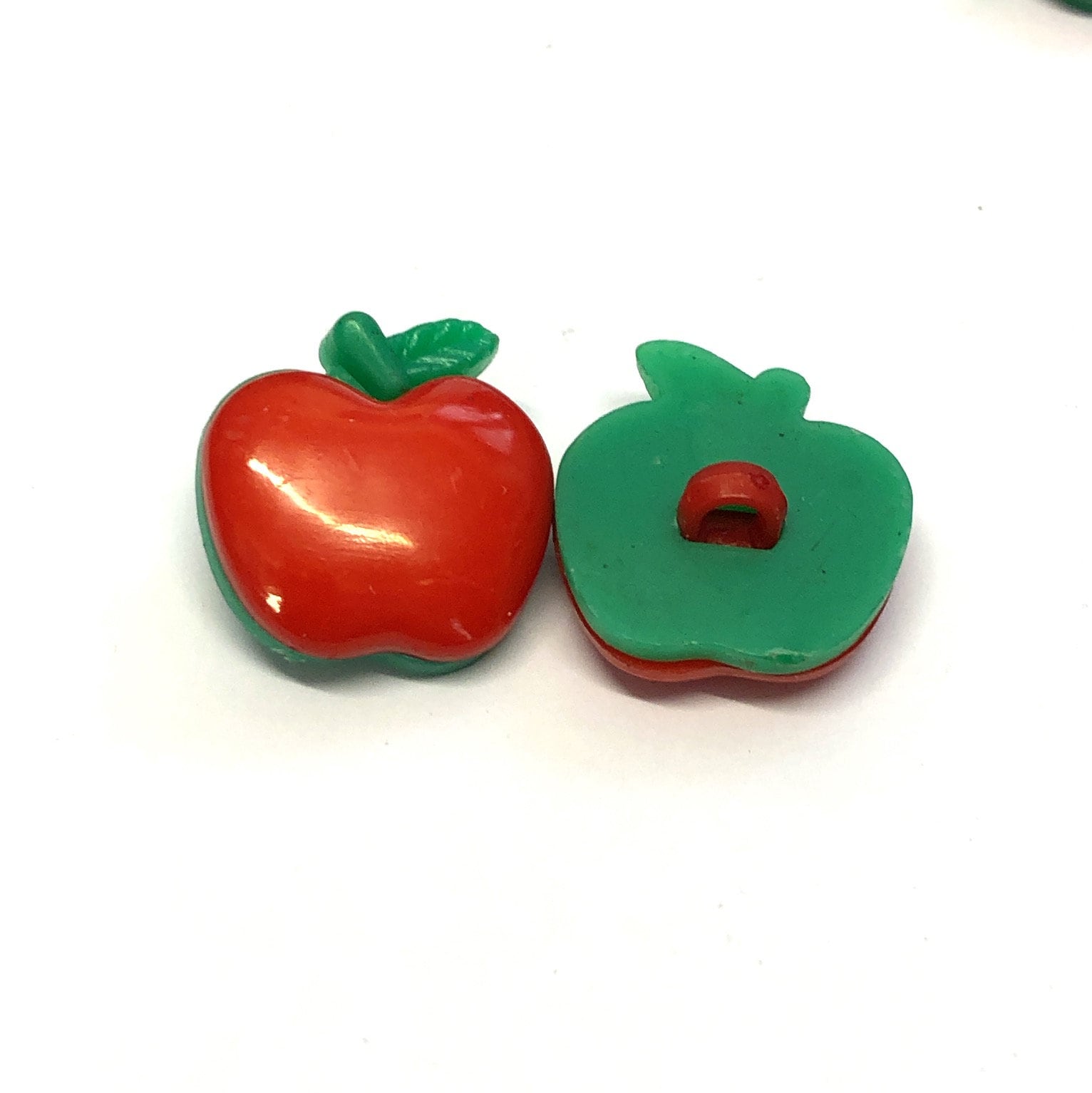 6 20mm 32L red and green apple shaped shank buttons large | Etsy
