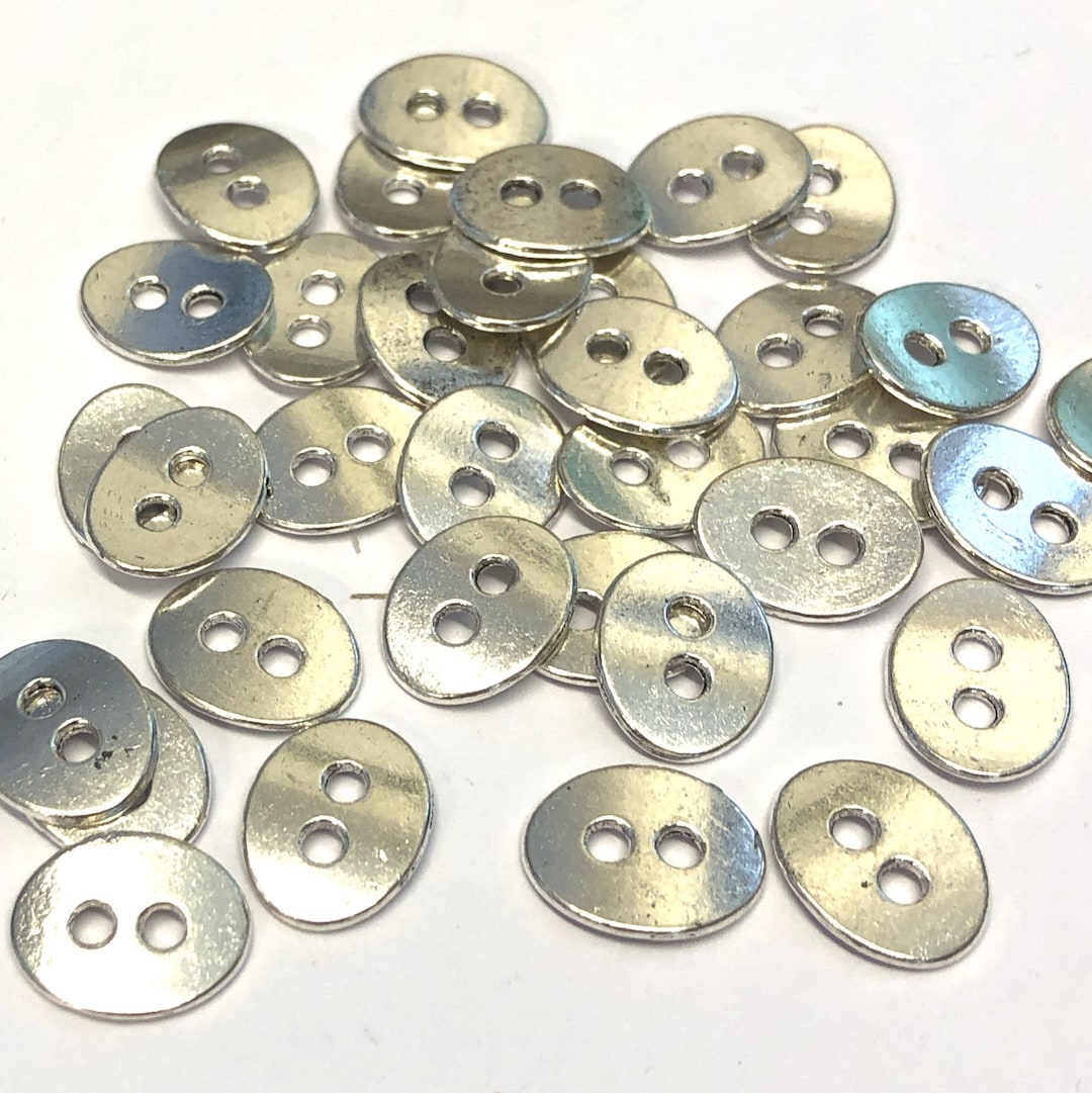 10, Silver Metal Buttons, Oval Silver Buttons,silver Metal Buttons ...