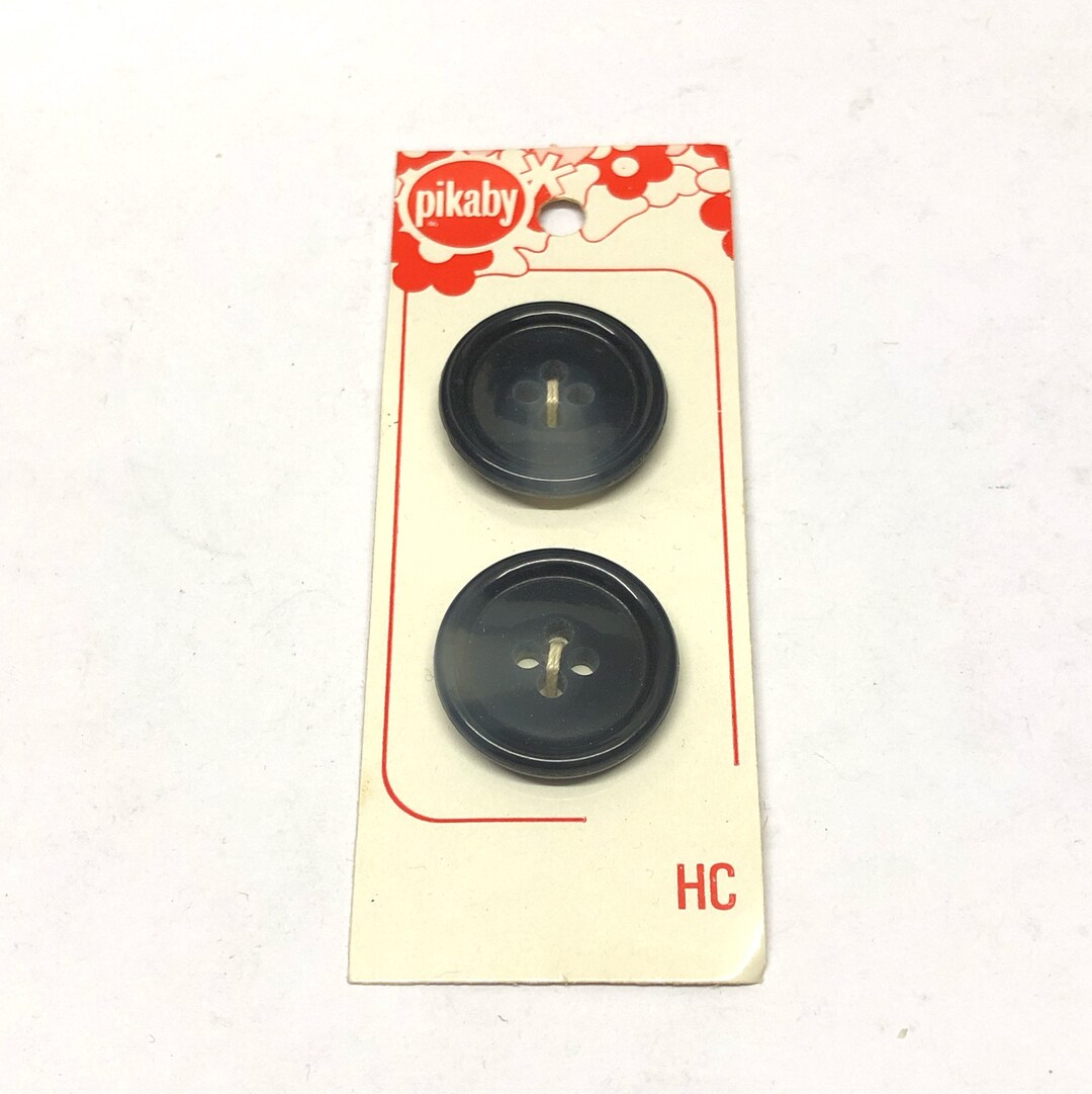 1 Card of Vintage Pikaby Dark Blue Buttons: 25mm Coat Buttons, 1980s - Etsy