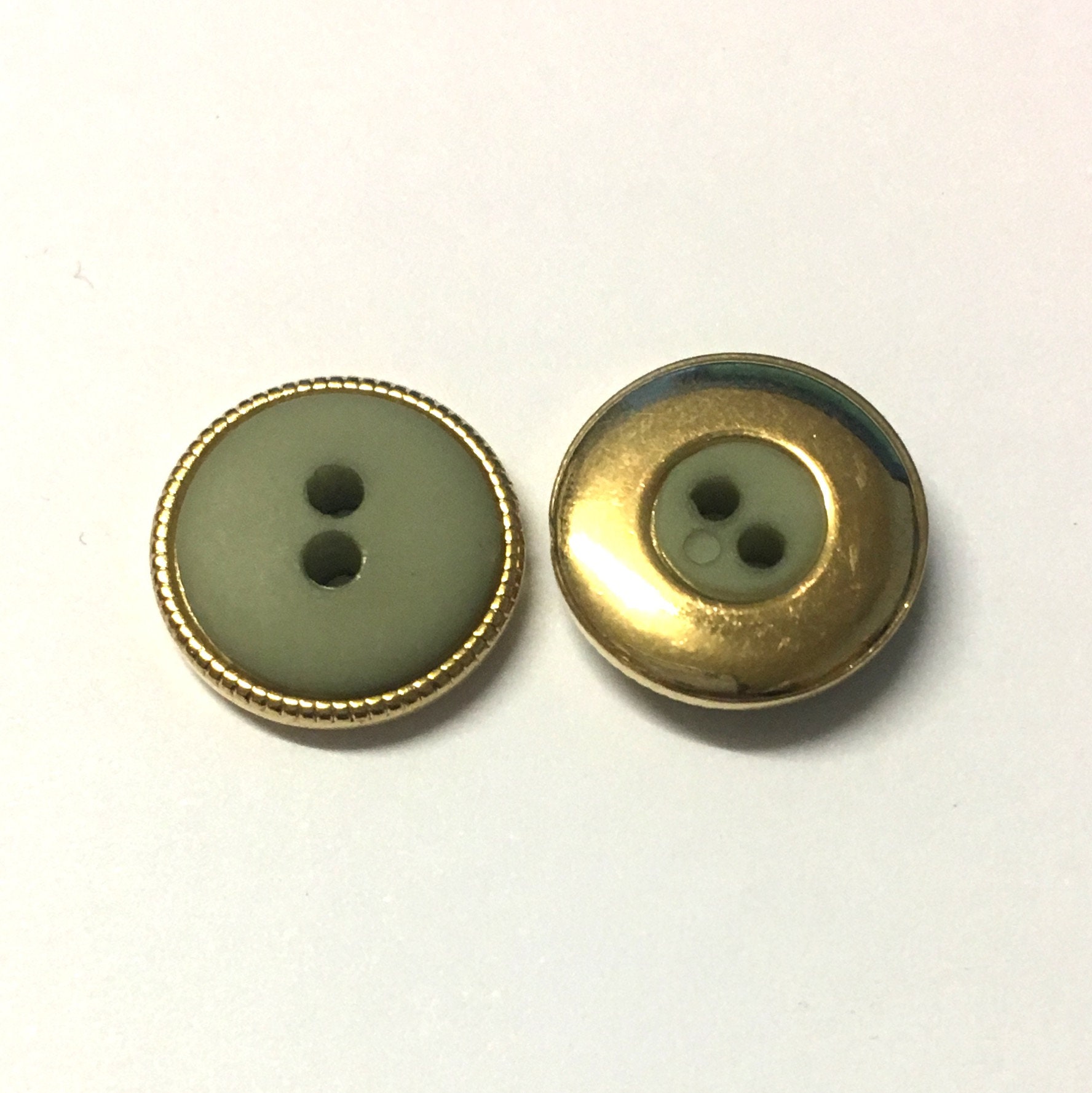 10 Resin Buttons Light Green Buttons Gold Border Buttons - Etsy UK
