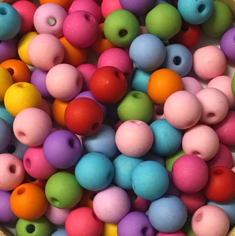 50 X 8mm Matt Bubblegum Beads Colourful Resin Beads Assorted - Etsy