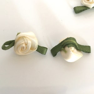 10, off White Ribbon Roses, Satin Ribbon Roses, White Satin Roses, Sew ...