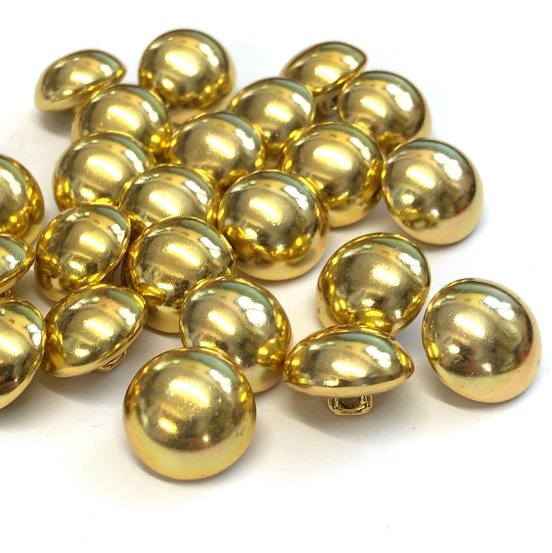 6, Gold Buttons, Metal Buttons, Gold Metal Buttons, 17mm Round Buttons ...