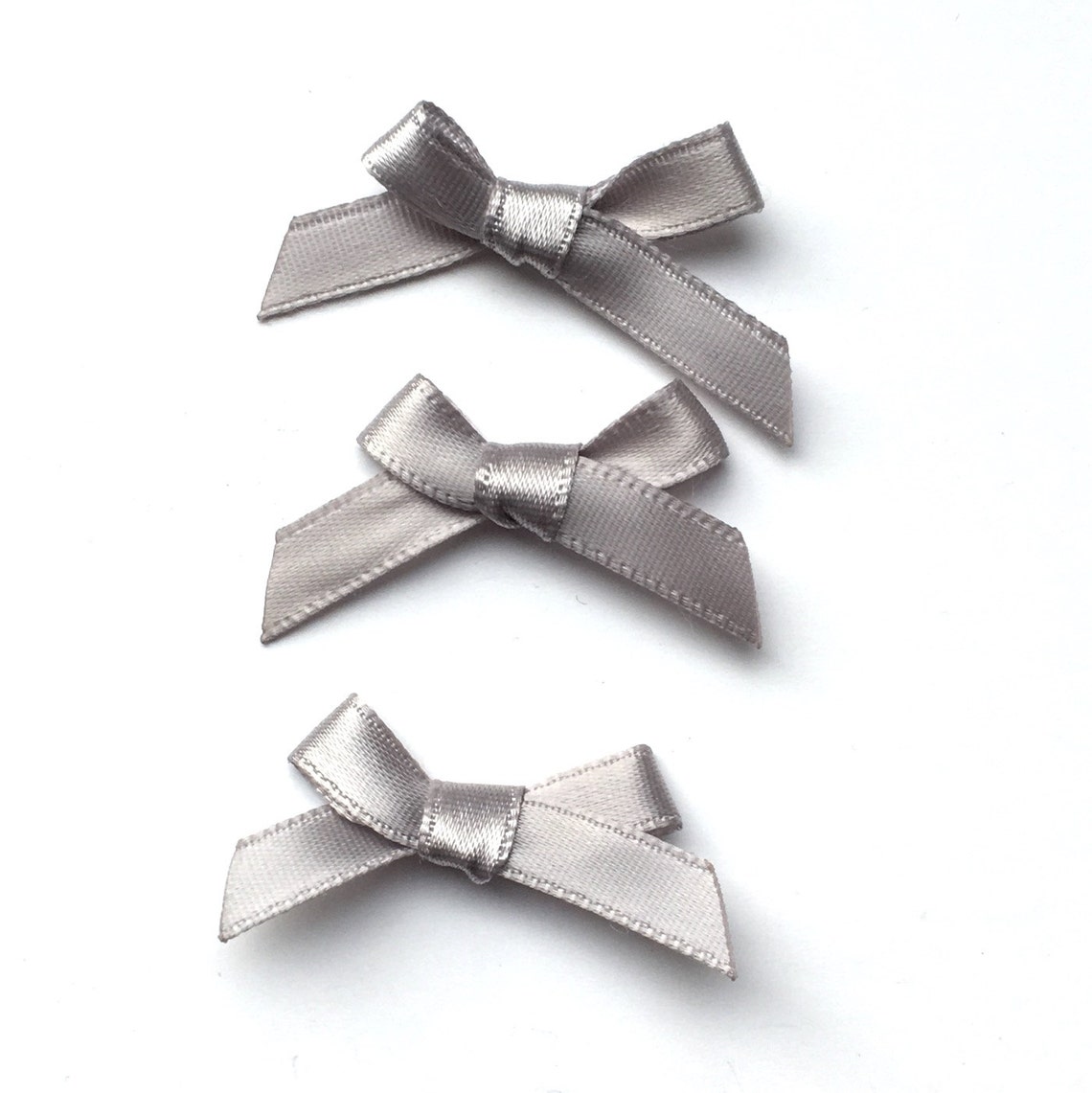 20 satin ribbon bows silver ribbon bows silver satin bows | Etsy