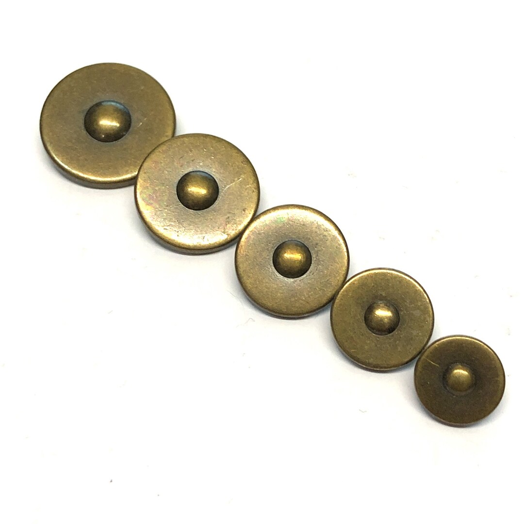 6 X Aged Bronze Metal Suit Buttons, Spot Buttons, Metal Shank Buttons ...