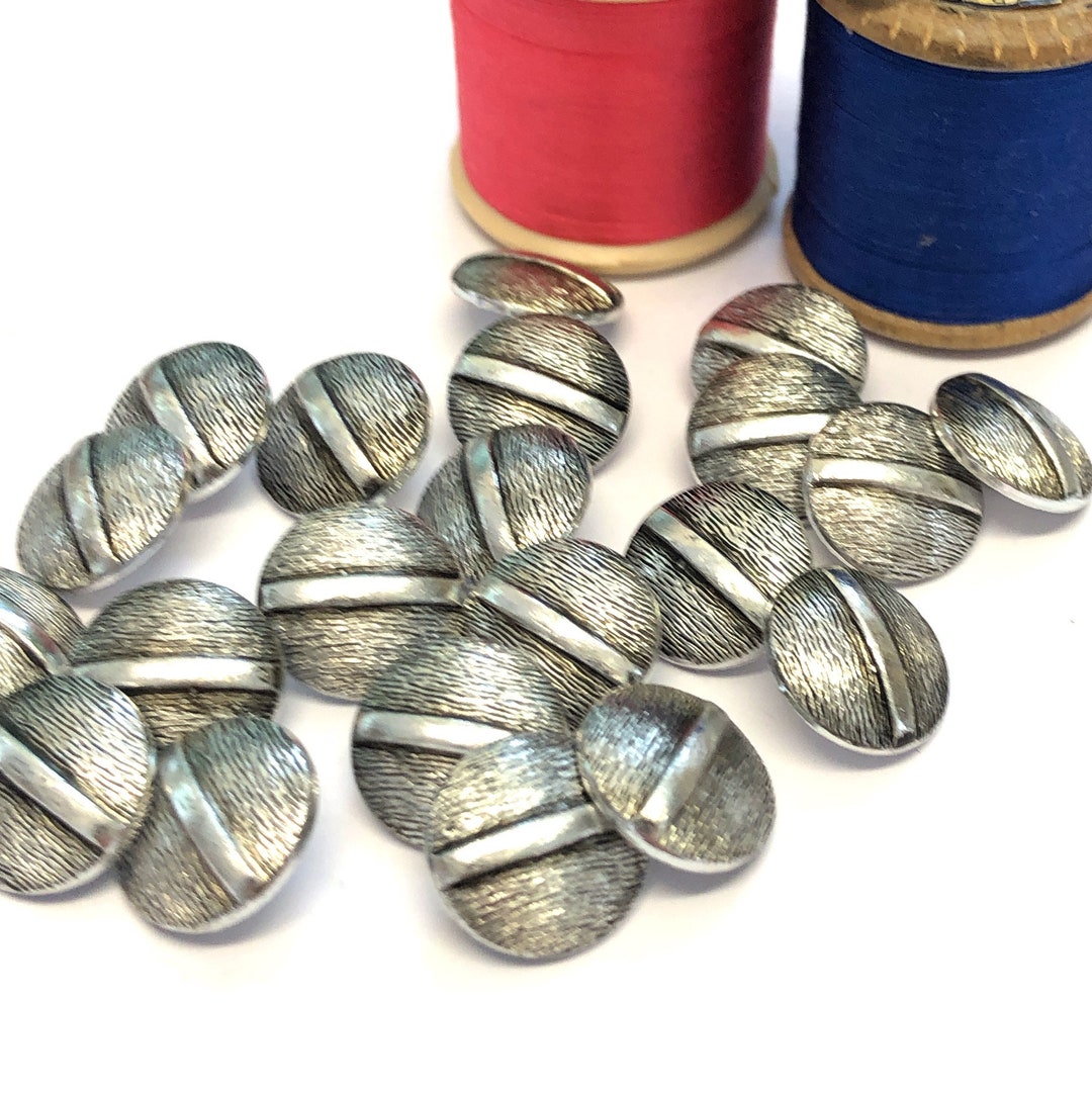 6pcs Brushed Silver Metal Shank Buttons: 16mm With Bar - Etsy