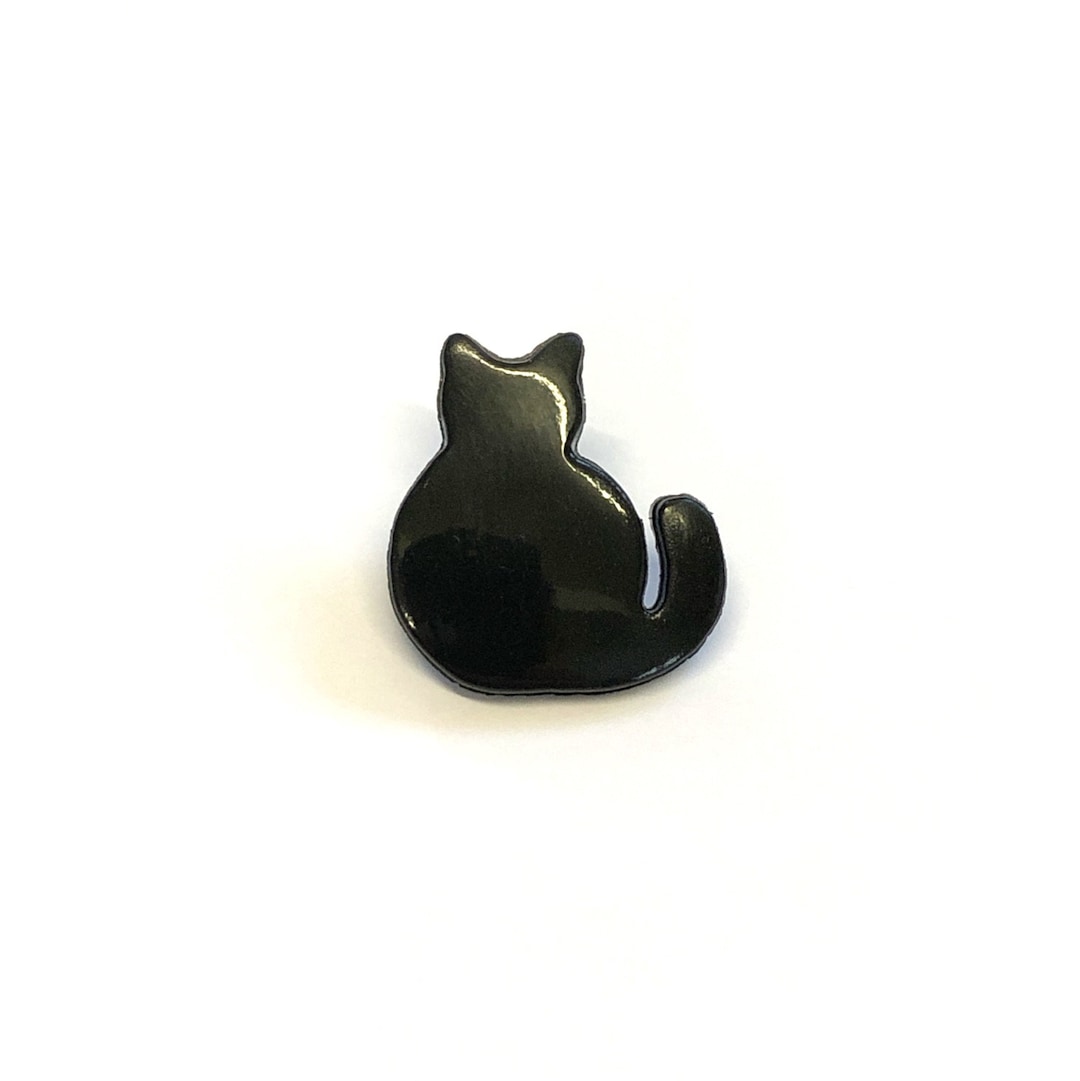 10, 18mm Black Cat Buttons With a Rear Loop. Novelty Cat Buttons ...