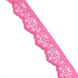 5M, 20mm Pink Stretch Lace, Pink Knicker Lace, Pink Elastic, Hot Pink ...
