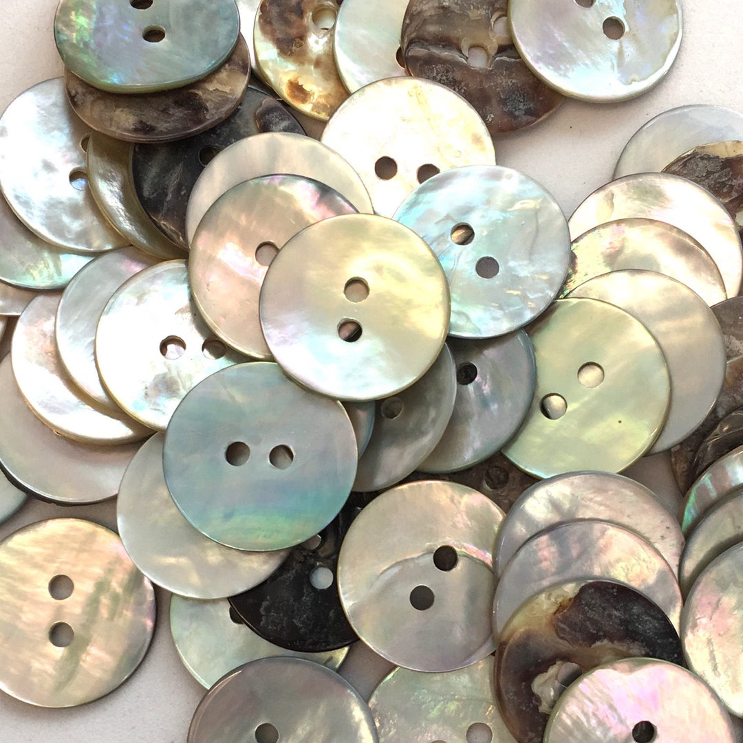 10 Mother of Pearl Buttons, Good Quality Shell Buttons, 20mm Round ...