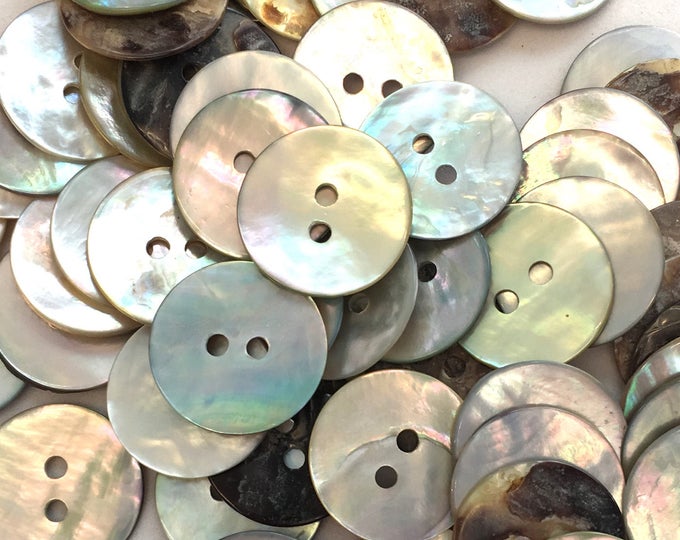 10 Mother of Pearl Buttons, Good Quality Shell Buttons, 20mm Round ...