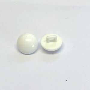 10, White Buttons, Shiny White Buttons, 12mm Buttons, Domed White ...