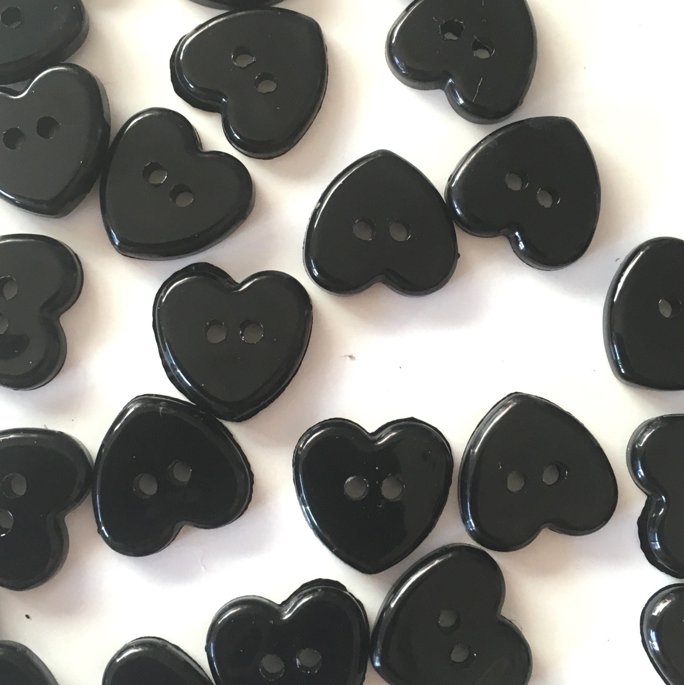 10 Black Heart Buttons Black Buttons Heart Shaped Buttons | Etsy